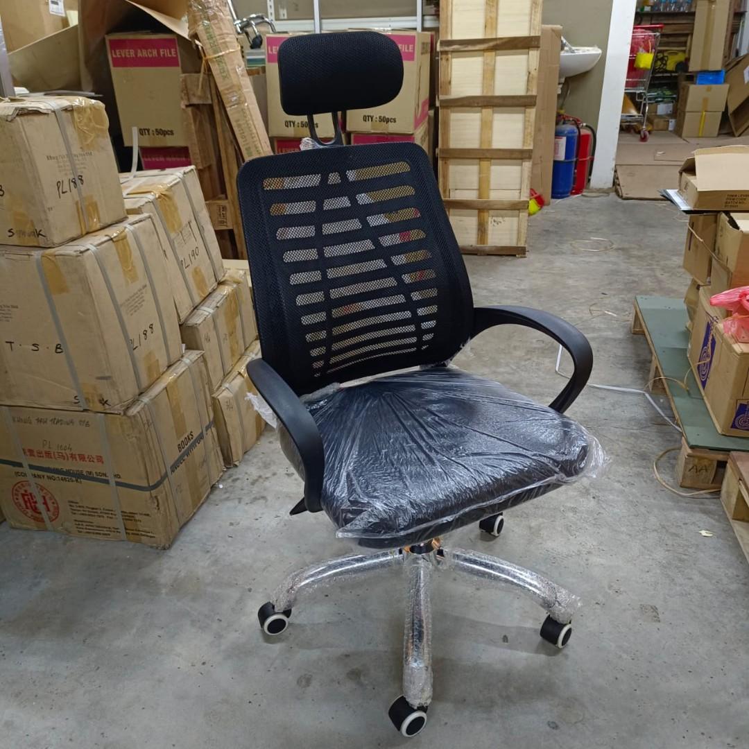 Executive ergonomic office chair with adjustable headrest, Furniture & Home Living, Furniture ...