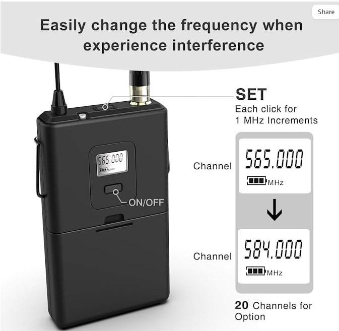FIFINE Wireless Microphone System, Wireless Microphone Set with Headset ...