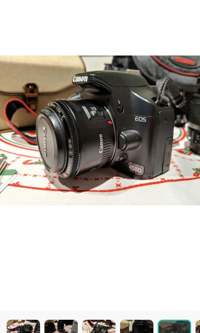 Full set Canon 450D body + EF-S 18-55mm IS lens + EF 50mm f/1.8 II lens, Photography, Cameras on ...