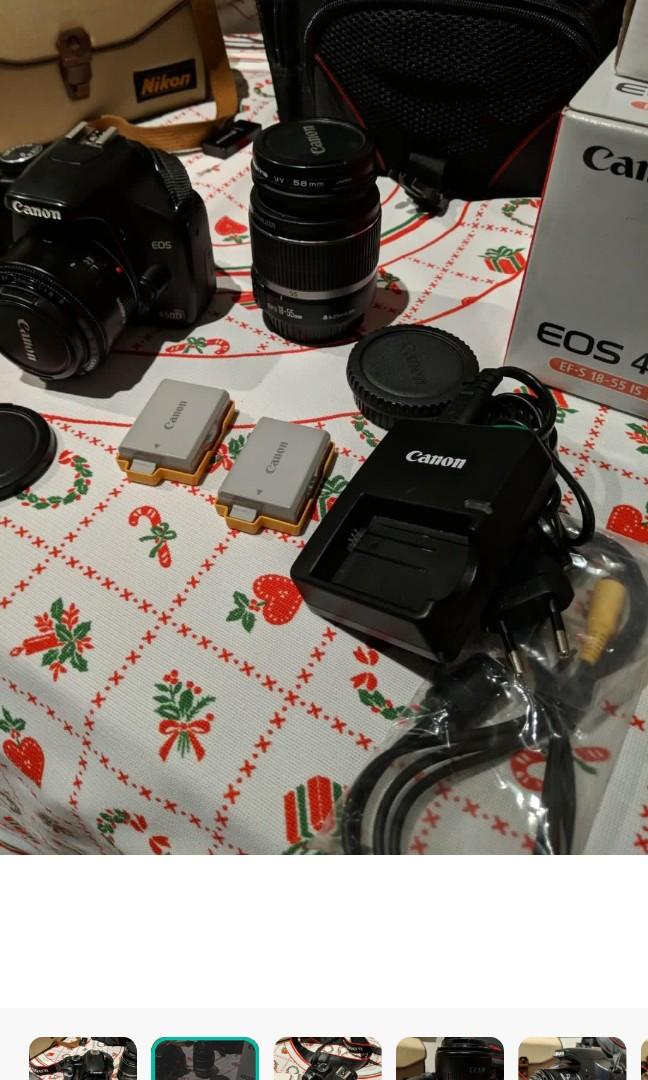 Full set Canon 450D body + EF-S 18-55mm IS lens + EF 50mm f/1.8 II lens, Photography, Cameras on ...