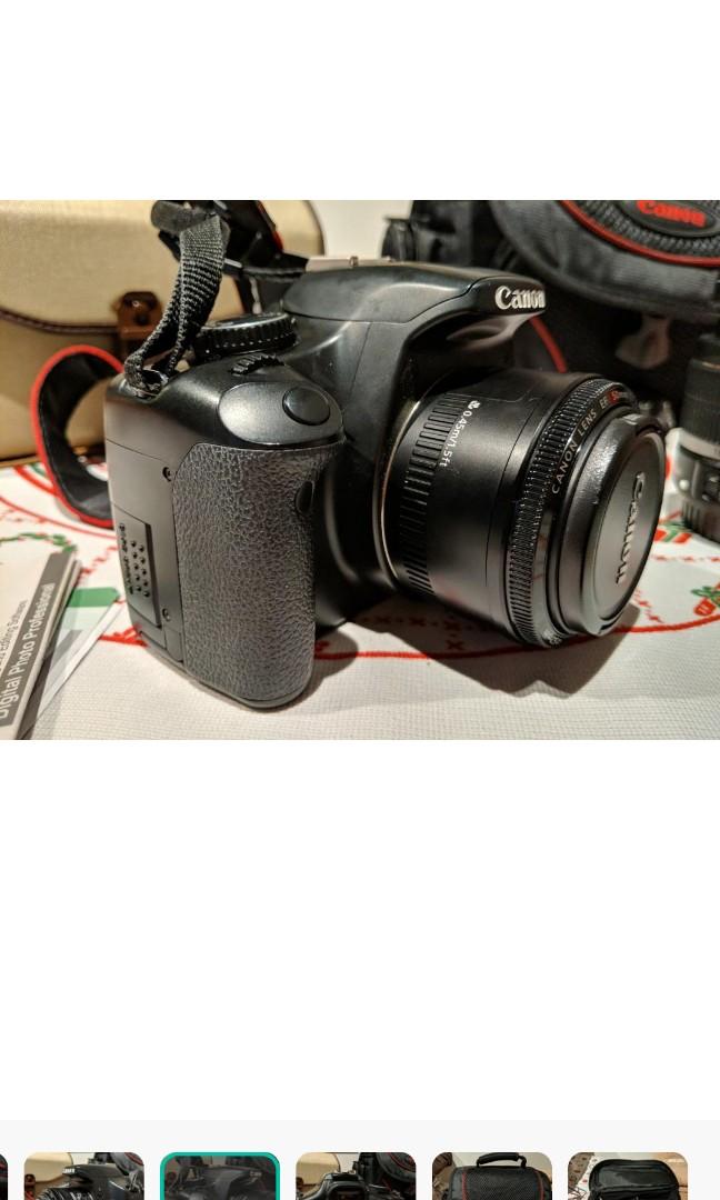 Full set Canon 450D body + EF-S 18-55mm IS lens + EF 50mm f/1.8 II lens, Photography, Cameras on ...
