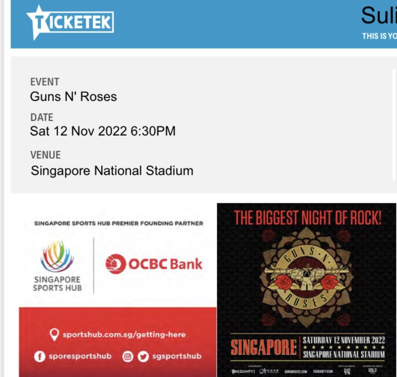 Guns N Roses - 2 tix (Priority Entry, Tickets & Vouchers, Event Tickets ...