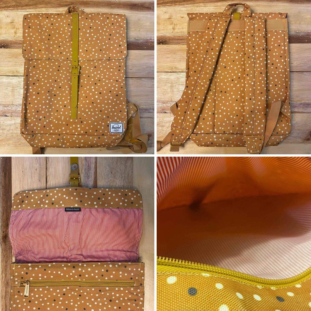 Herschel Mustard Yellow Polka Dot Backpack, Women's Fashion, Bags ...
