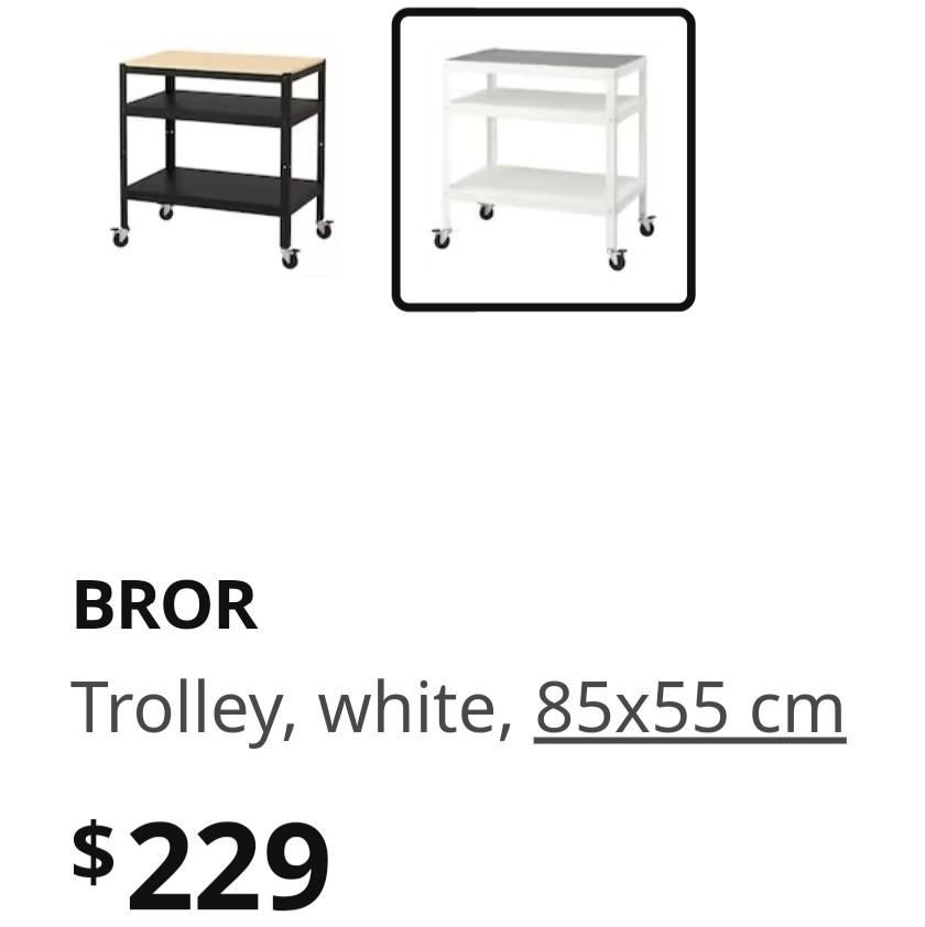Ikea Bror White Trolley Cabinet Rack Shelf, Furniture & Home Living ...