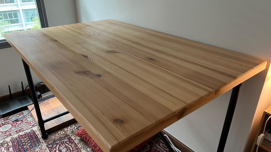 IKEA pine desk table, real wood, Furniture & Home Living, Furniture ...