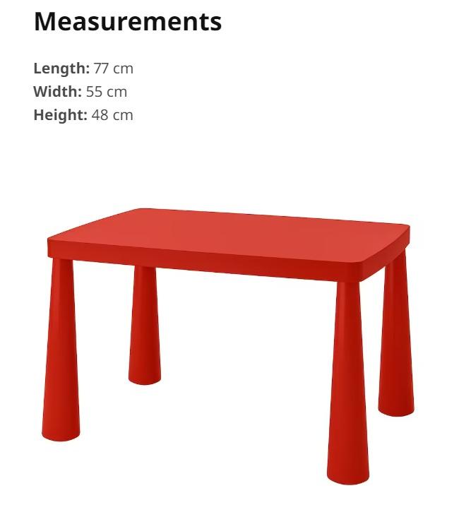 Ikea Mammut Plastic Red Rectangle Table, Babies & Kids, Baby Nursery ...