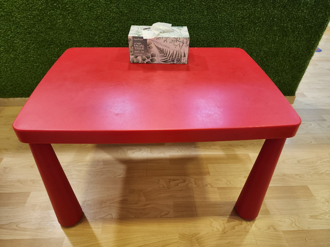 Ikea Mammut Plastic Red Rectangle Table, Babies & Kids, Baby Nursery ...