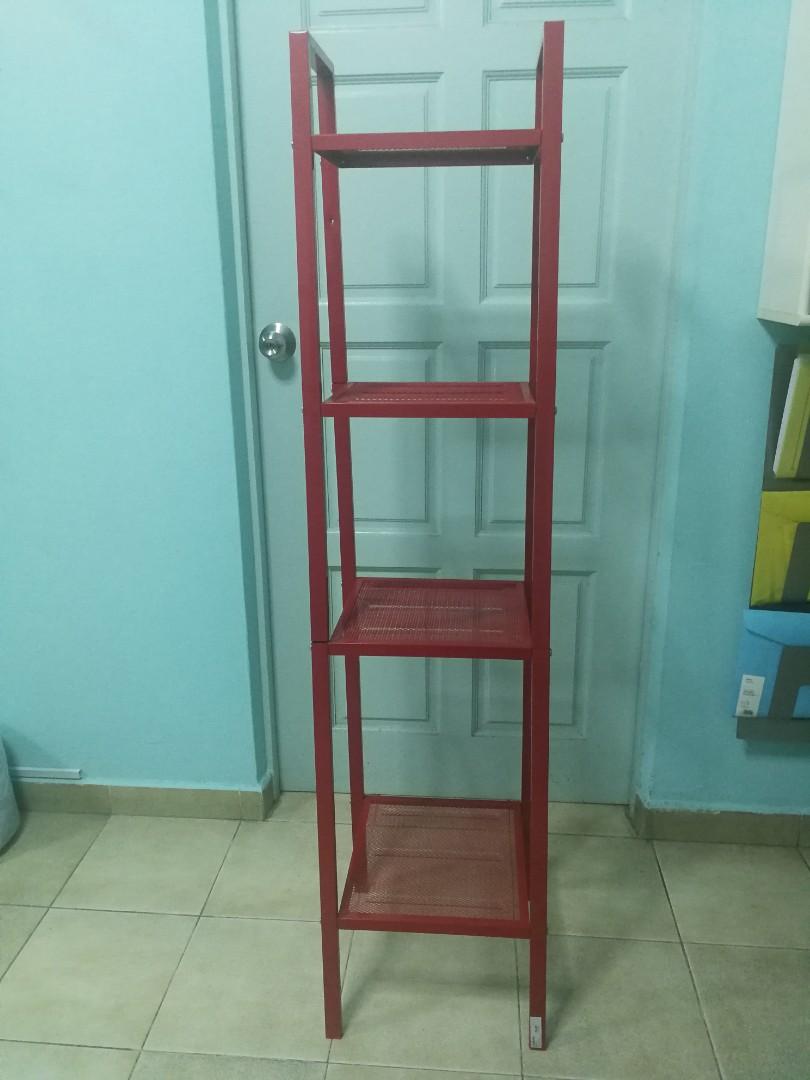 IKEA-LERBERG Shelf Unit, Red color, 35x148 cm., Furniture & Home Living ...