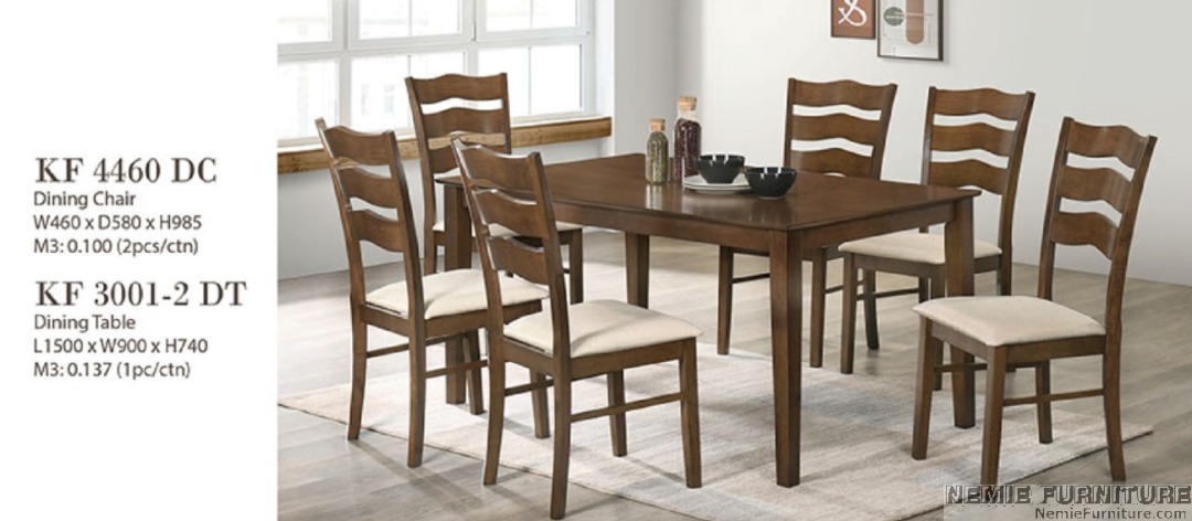 KF-3001-2 / KF-4460 dining table with 6 chairs, Furniture & Home Living ...