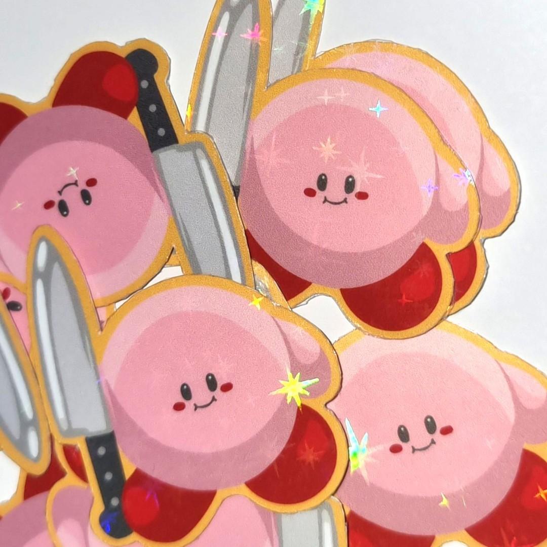 Kirby meme sticker A-grade holographic lamination, Hobbies & Toys ...