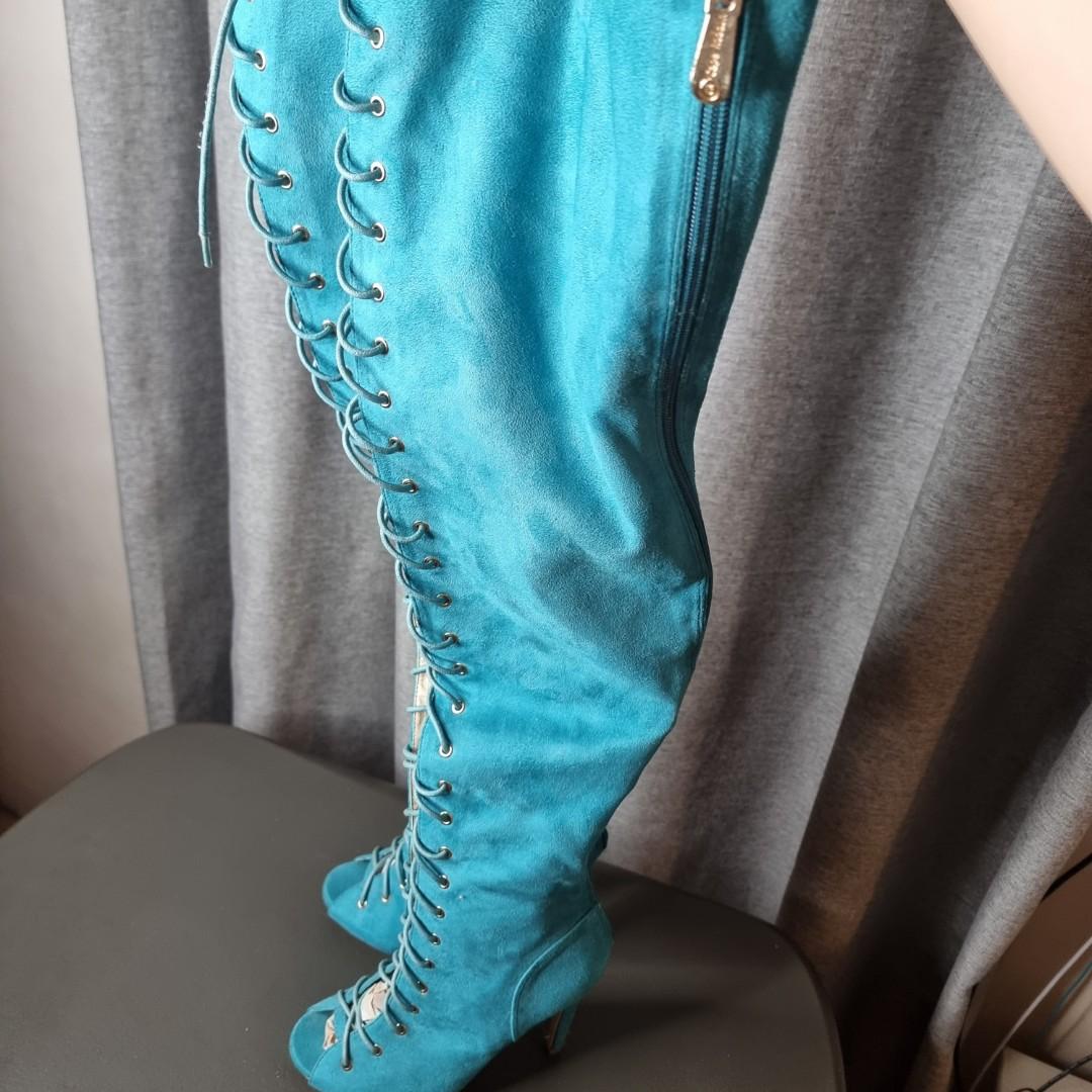 Lacr Up Thigh High Boots Womens Fashion Footwear Boots On Carousell