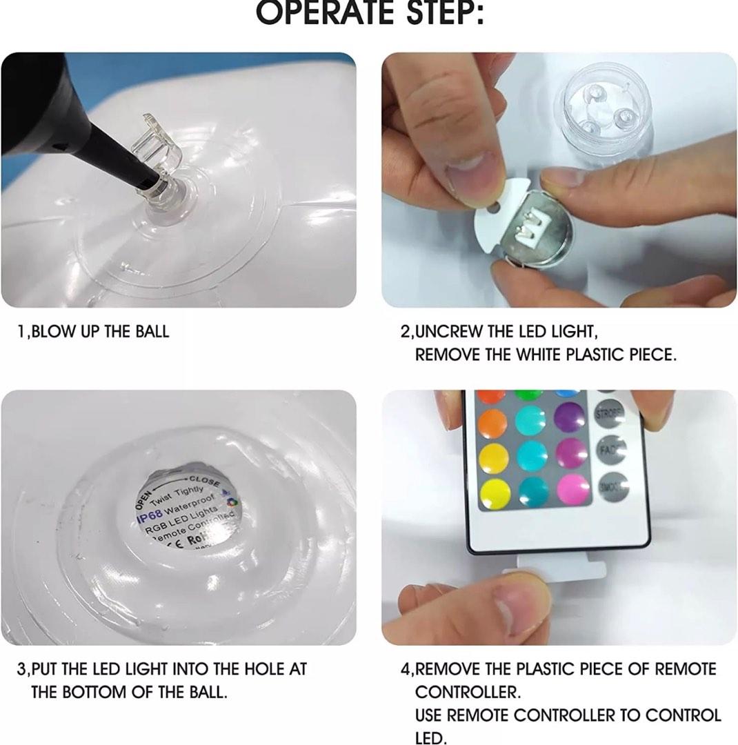 LED Ball (40cm / 60cm) Light Up Beach Ball 16 Colors Lights Balls ...