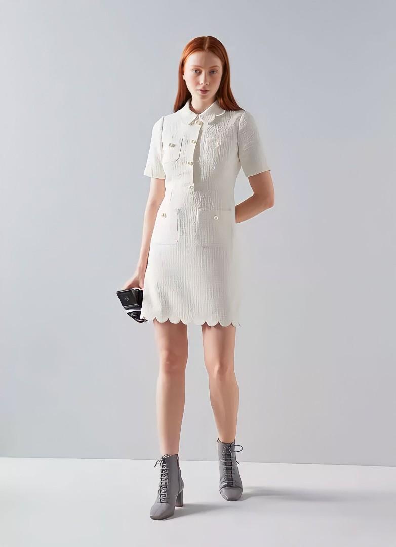 LK Bennett Venetia Tweed Scallop Edge Mini Dress, Women's Fashion ...