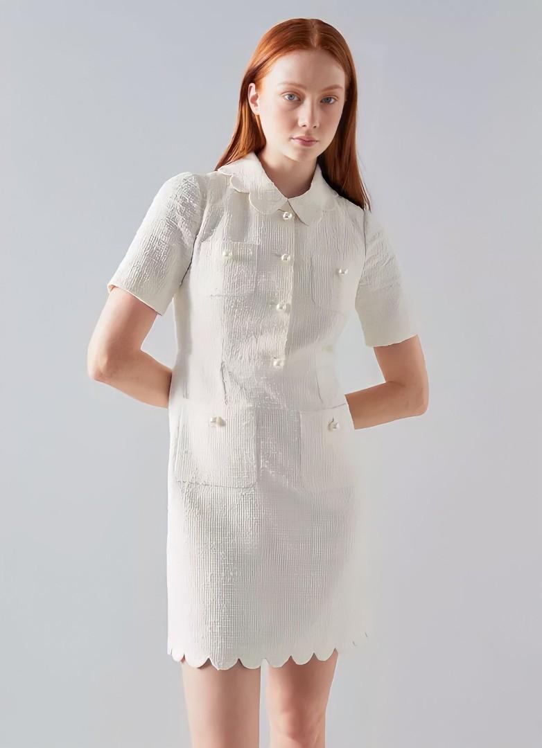 LK Bennett Venetia Tweed Scallop Edge Mini Dress, Women's Fashion ...