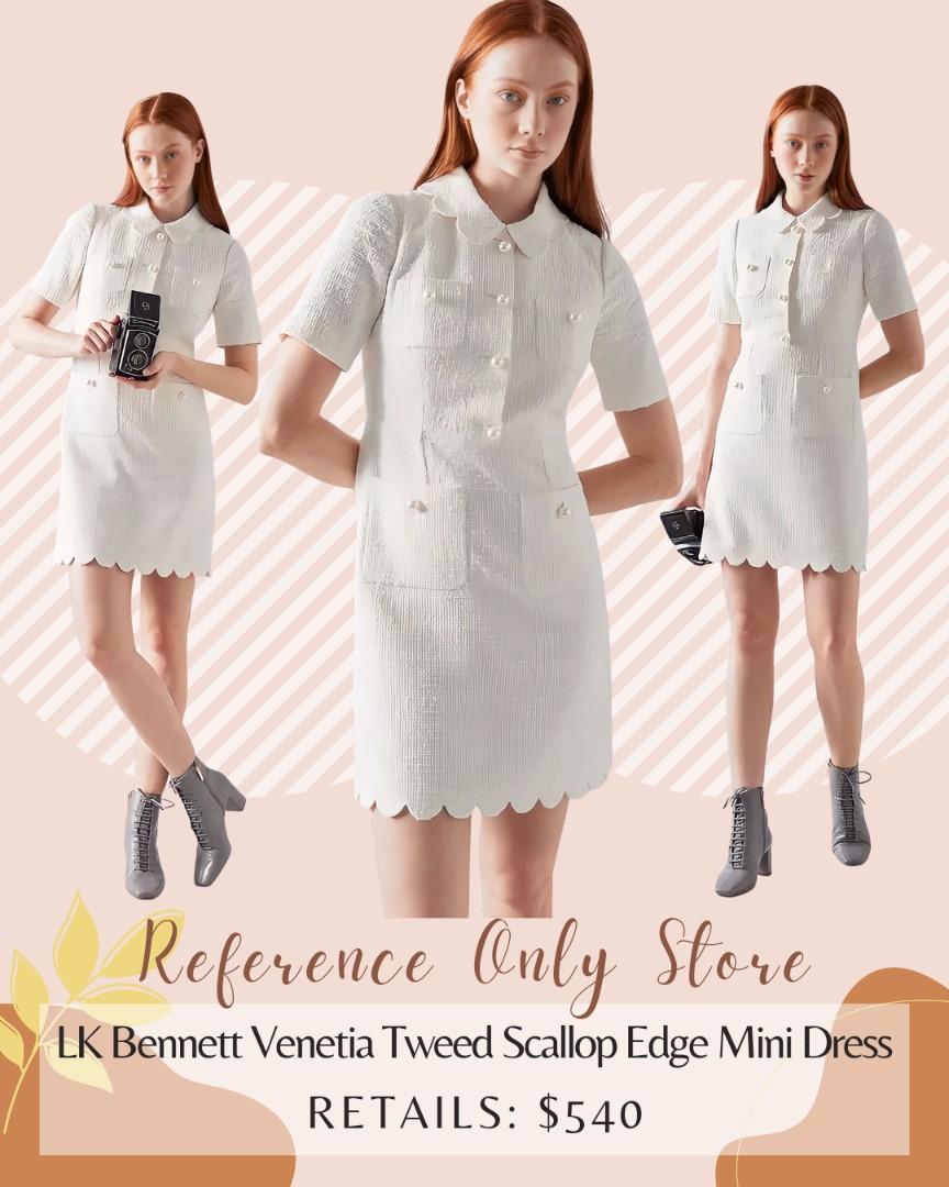 LK Bennett Venetia Tweed Scallop Edge Mini Dress, Women's Fashion ...
