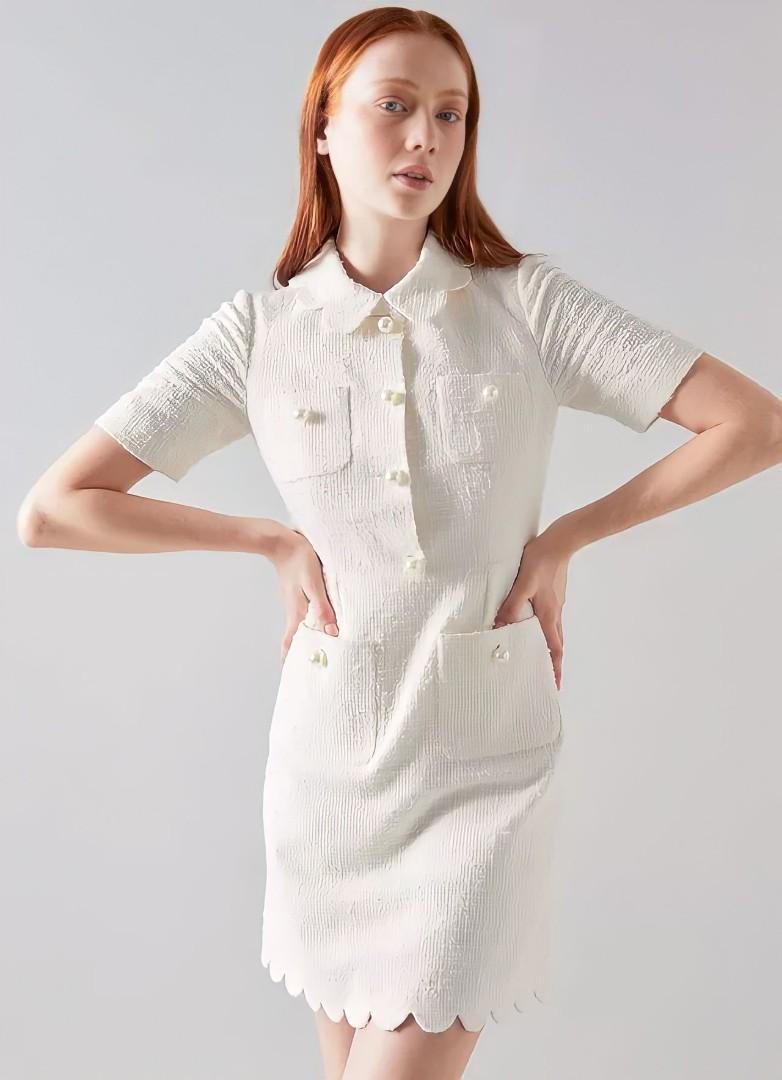 LK Bennett Venetia Tweed Scallop Edge Mini Dress, Women's Fashion ...