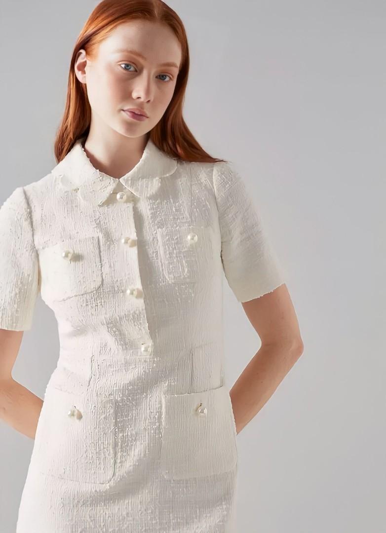 LK Bennett Venetia Tweed Scallop Edge Mini Dress, Women's Fashion ...