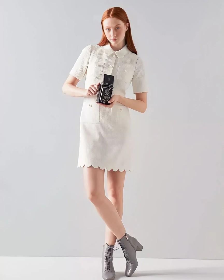 LK Bennett Venetia Tweed Scallop Edge Mini Dress, Women's Fashion ...
