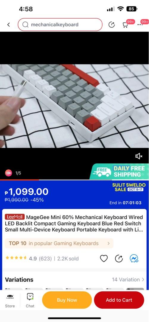 MageGee mini 60 percent mechanical keyboard (blue switch), Computers ...