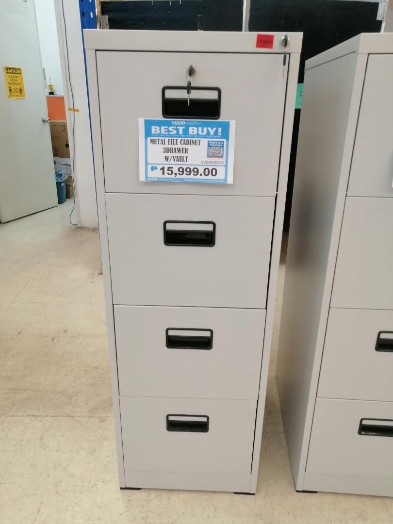 Metal File Cabinet 3 Drawer w/ Vault, Furniture & Home Living, Office ...