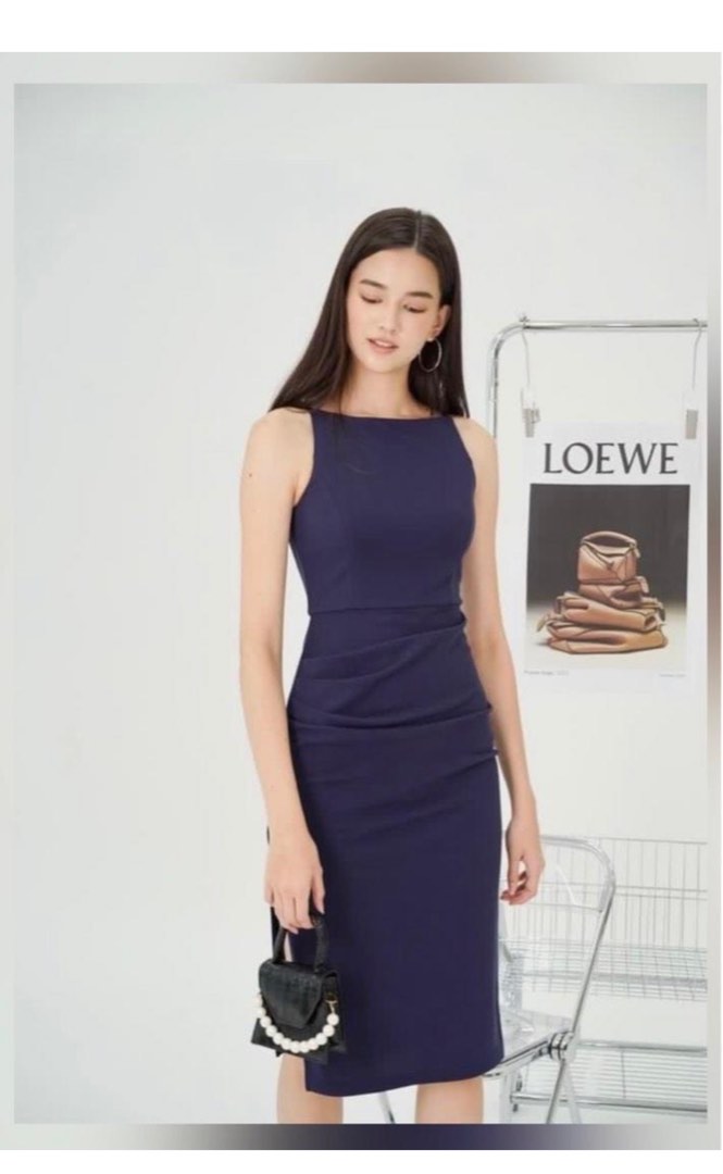 BNWT Mikayla Mallory V2 Midi Dress in Navy Blue, Women's Fashion ...