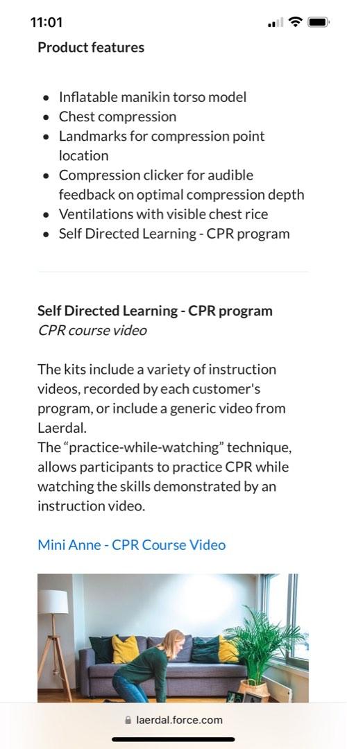 MINI ANNE INFLATABLE CPR MANIKIN, Health & Nutrition, Medical Supplies ...