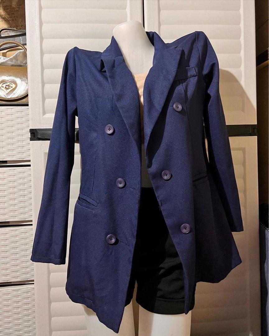 Navy blue flowy blazer, Women's Fashion, Coats, Jackets and Outerwear ...