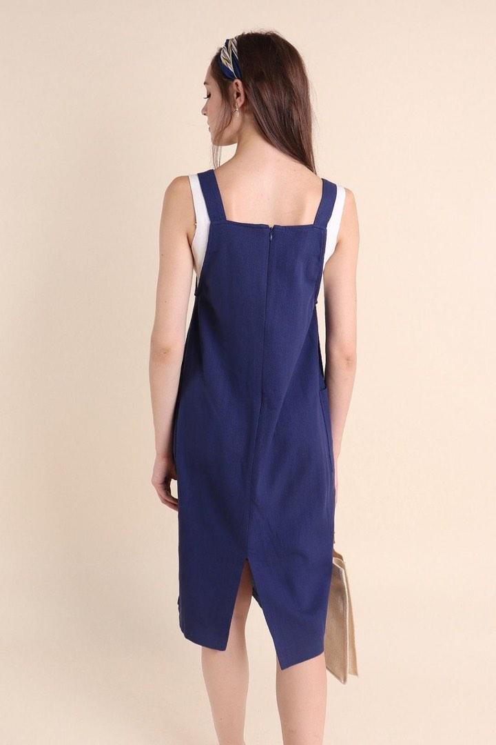 Neonmello (NM) Basic Brynli Builder Dungaree in Cobalt Blue, Women's ...