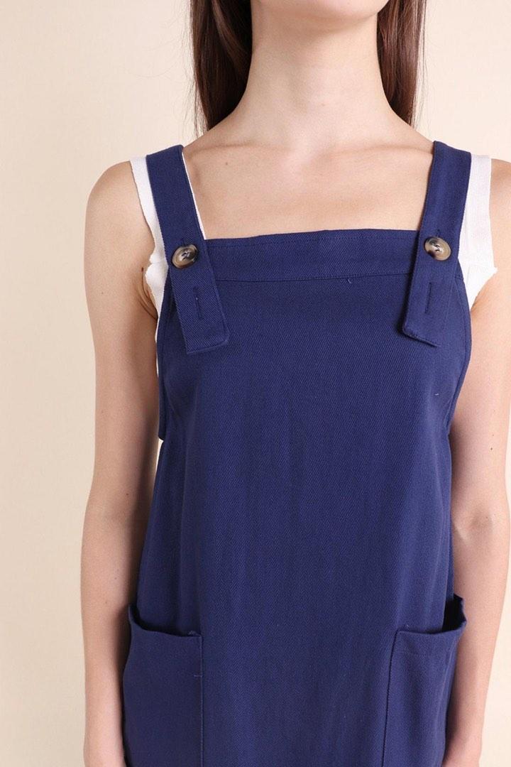 Neonmello (NM) Basic Brynli Builder Dungaree in Cobalt Blue, Women's ...