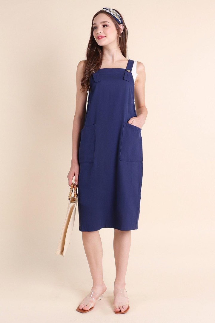 Neonmello (NM) Basic Brynli Builder Dungaree in Cobalt Blue, Women's ...