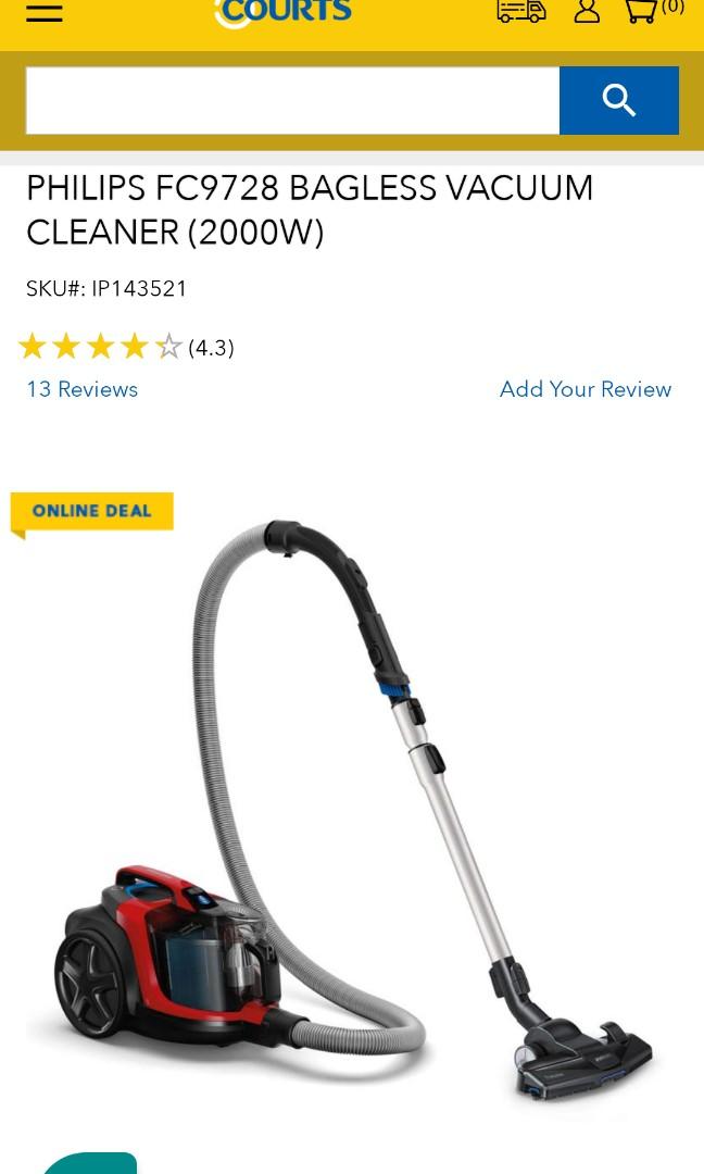 PHILIPS FC9728 BAGLESS VACUUM CLEANER (2000W), TV & Home Appliances ...