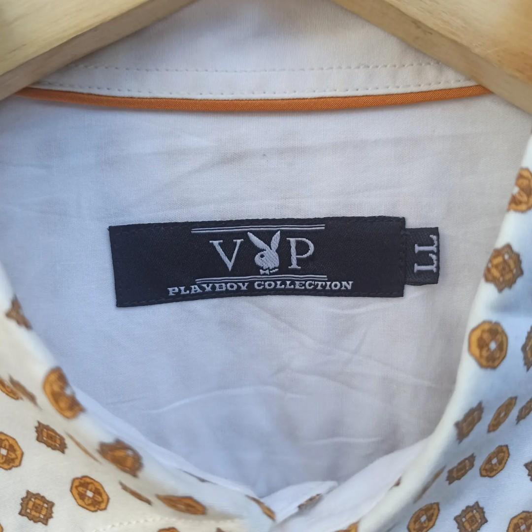 Playboy Pattern Shirt, Fesyen Pria, Pakaian , Atasan di Carousell