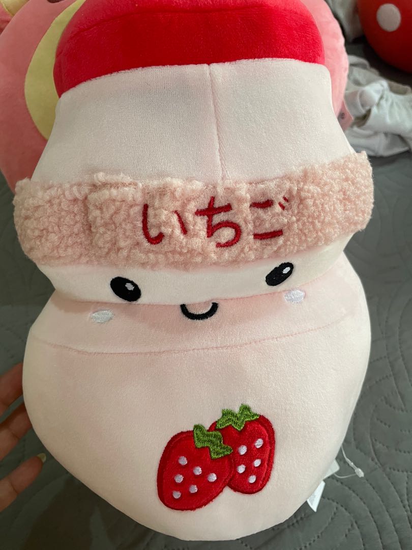 Plush Toy Pillow Strawberry Milk, Babies & Kids, Infant Playtime on ...