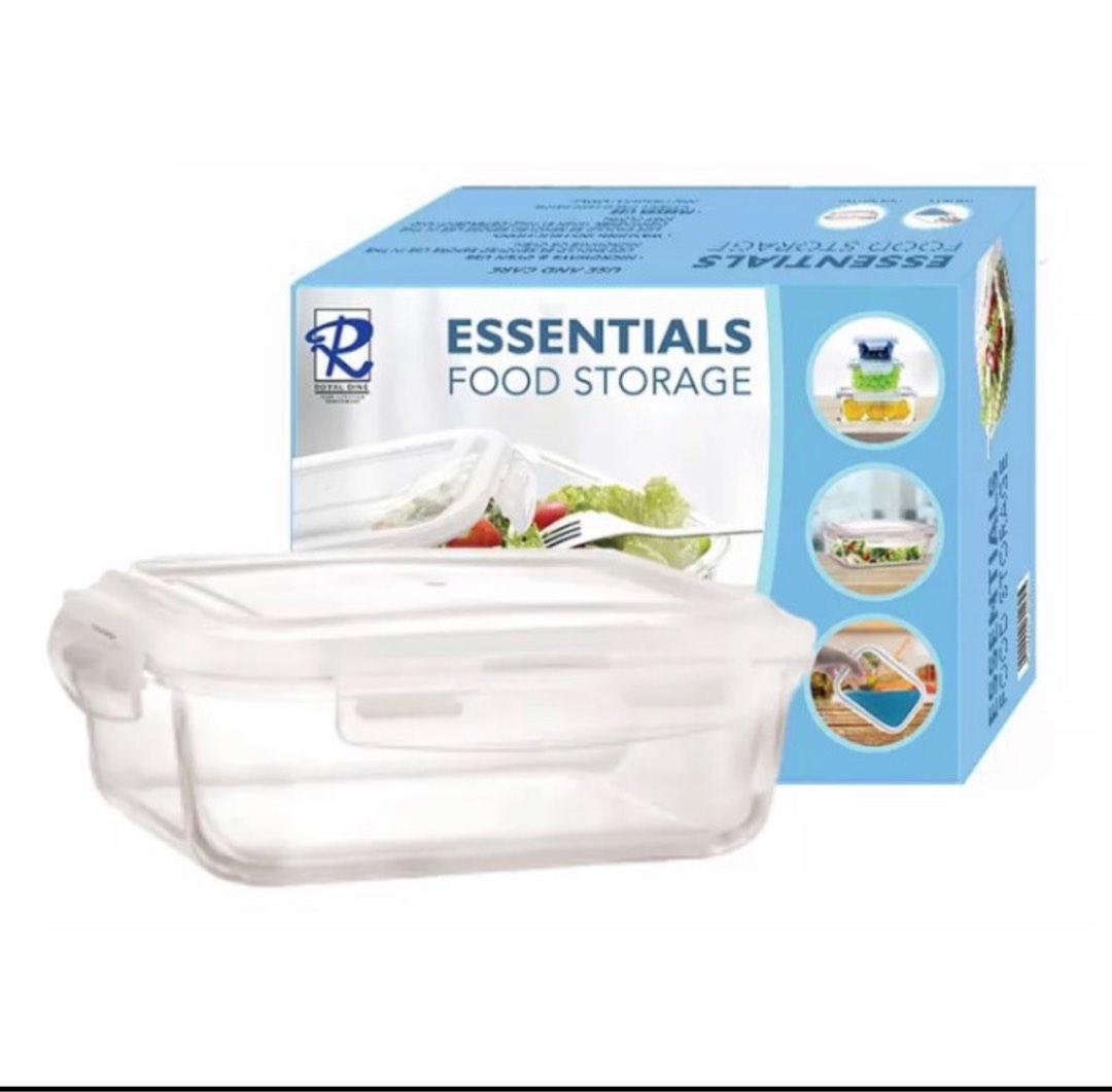 Rectangular Glass Food Storage Food Keeper Container White Lid - 640ml ...
