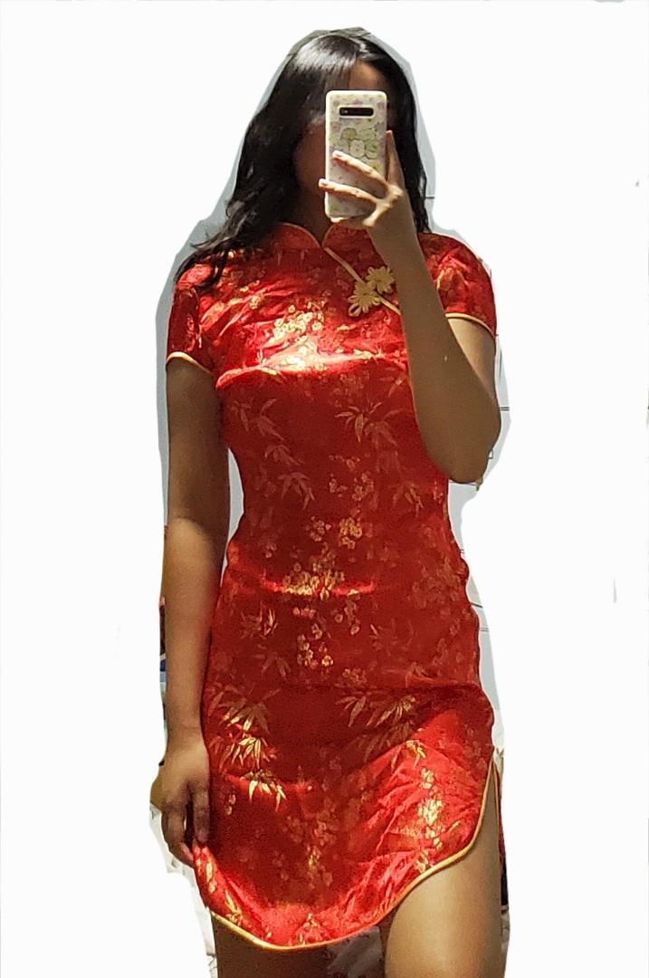 red and gold cheongsam/qipao, Women's Fashion, Dresses & Sets, Dresses ...