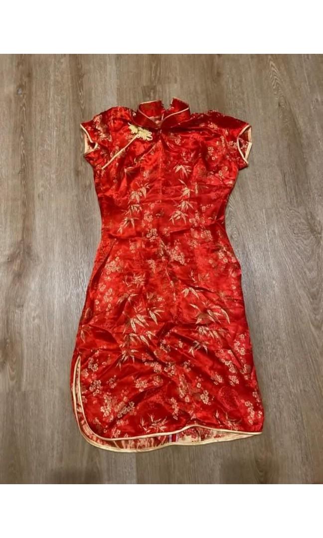 red and gold cheongsam/qipao, Women's Fashion, Dresses & Sets, Dresses ...