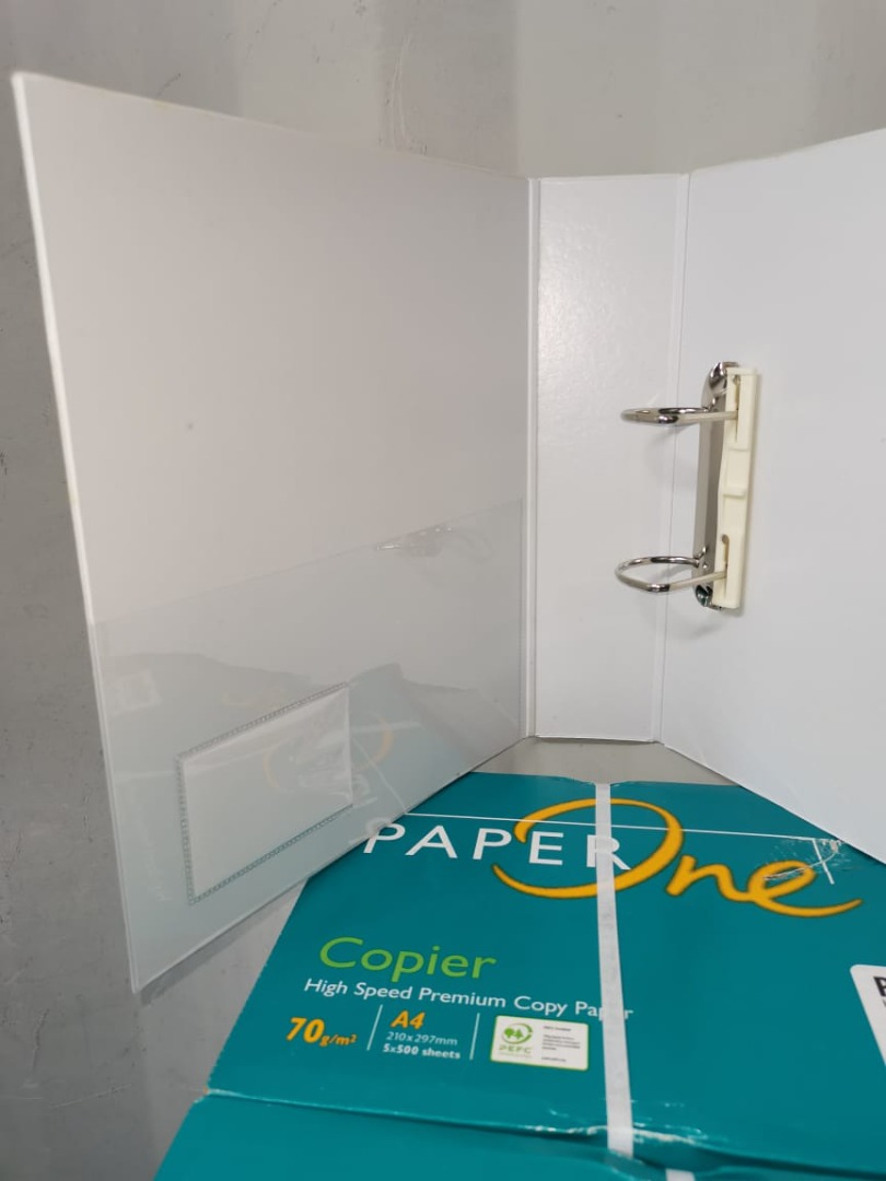 RING FILE W/LAMINATION PVC 2-D - 3" SPINE A4 WHITE, Hobbies & Toys ...