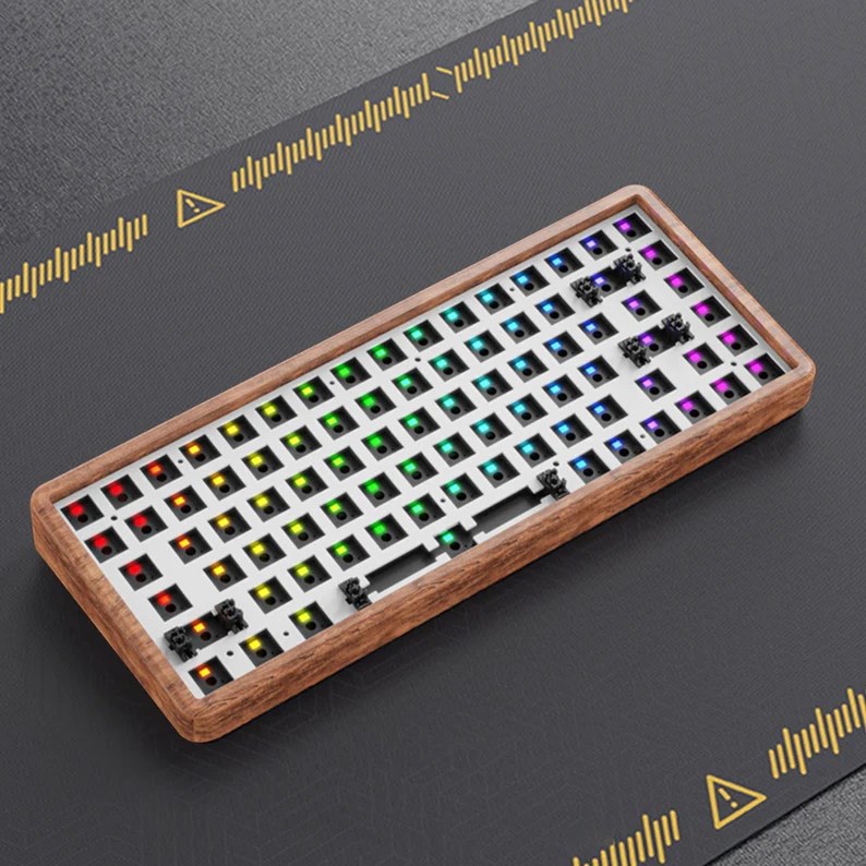 Soild Wood 68/84/100% Wireless Mechanical Keyboard Kit Walnut Rosewood ...