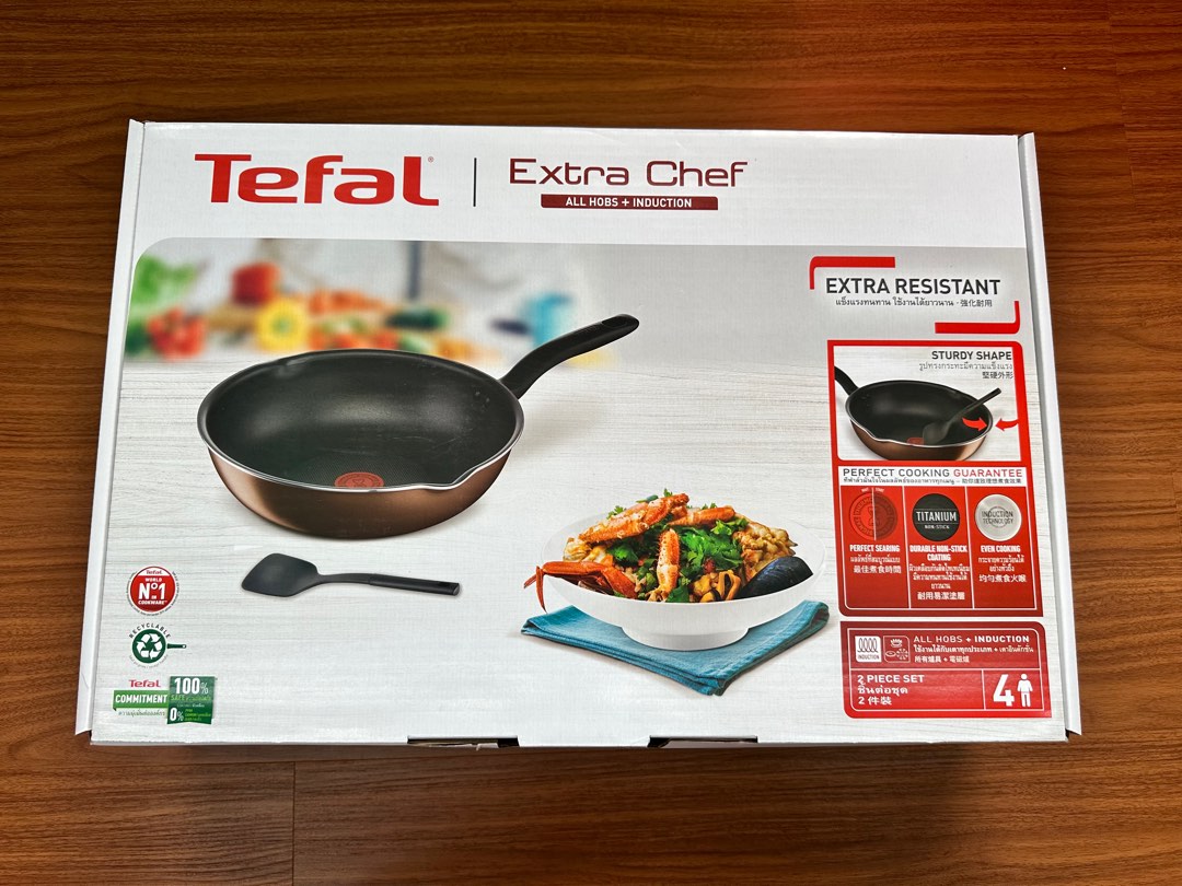 Tefal Extra Chef 2 Pc Set (28cm Deep Frypan + Spatula), Furniture & Home Living, Kitchenware ...