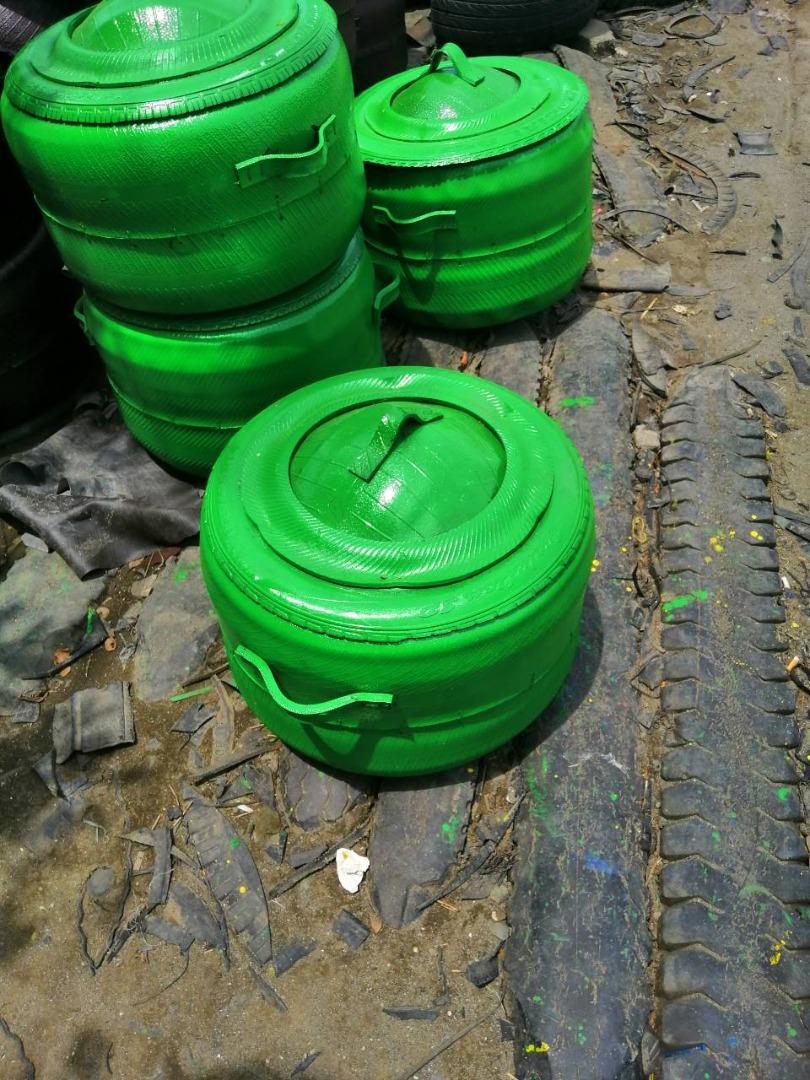 TIRE TRASH BIN, Furniture & Home Living, Cleaning & Homecare Supplies ...
