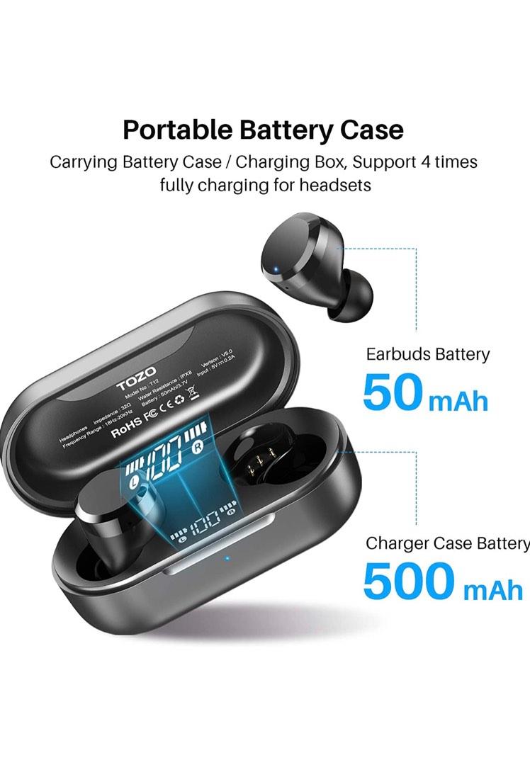 TOZO T12 Wireless Earbuds Bluetooth Headphones Premium Fidelity Sound ...