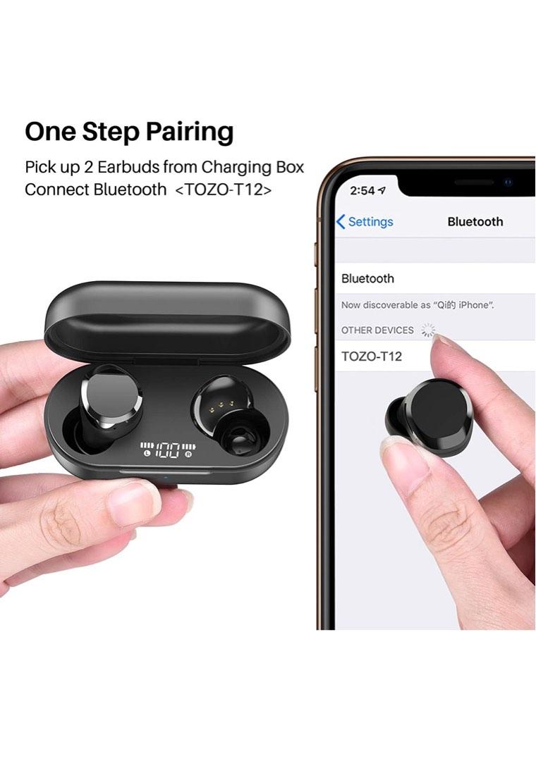 TOZO T12 Wireless Earbuds Bluetooth Headphones Premium Fidelity Sound ...