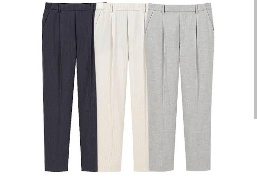 Uniqlo ezy tucked ankle pants plain grey, Women's Fashion, Bottoms, Other Bottoms on Carousell