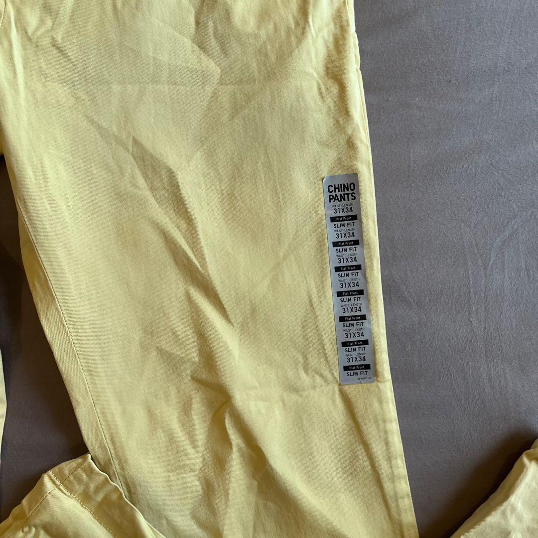 UNIQLO Pastel Yellow Chinos, Men's Fashion, Bottoms, Trousers on Carousell
