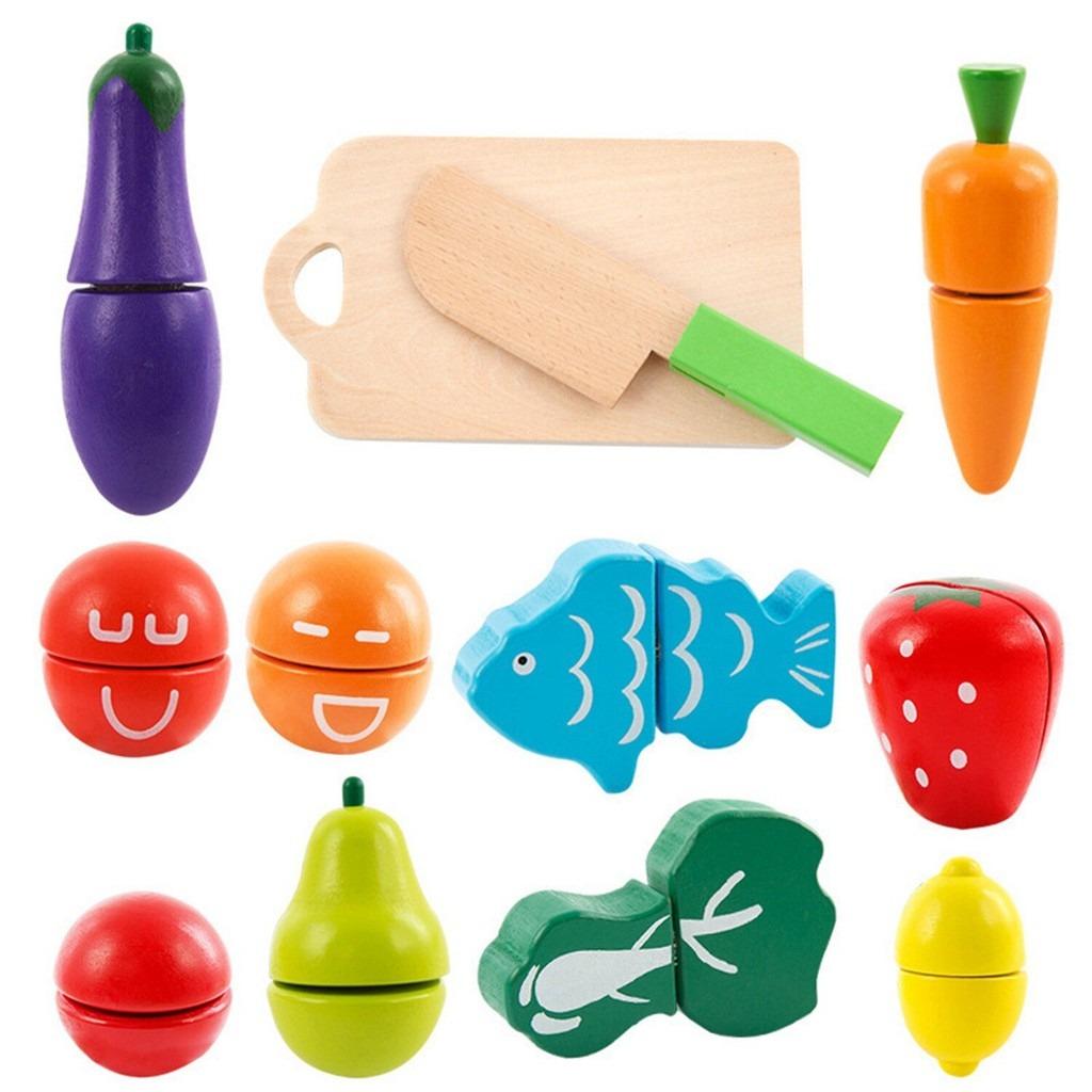 Velcro Wooden Fruit and Vegetable Combination Cutting Toys Set ...