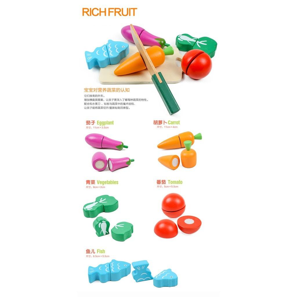 Velcro Wooden Fruit and Vegetable Combination Cutting Toys Set ...