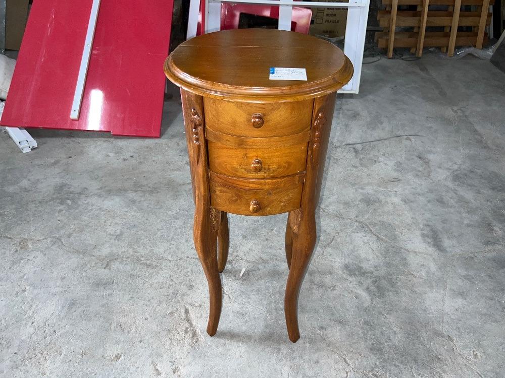 Vintage Design Wooden 3-drawer Side Table / Meja Sisi 3-laci Kayu ...