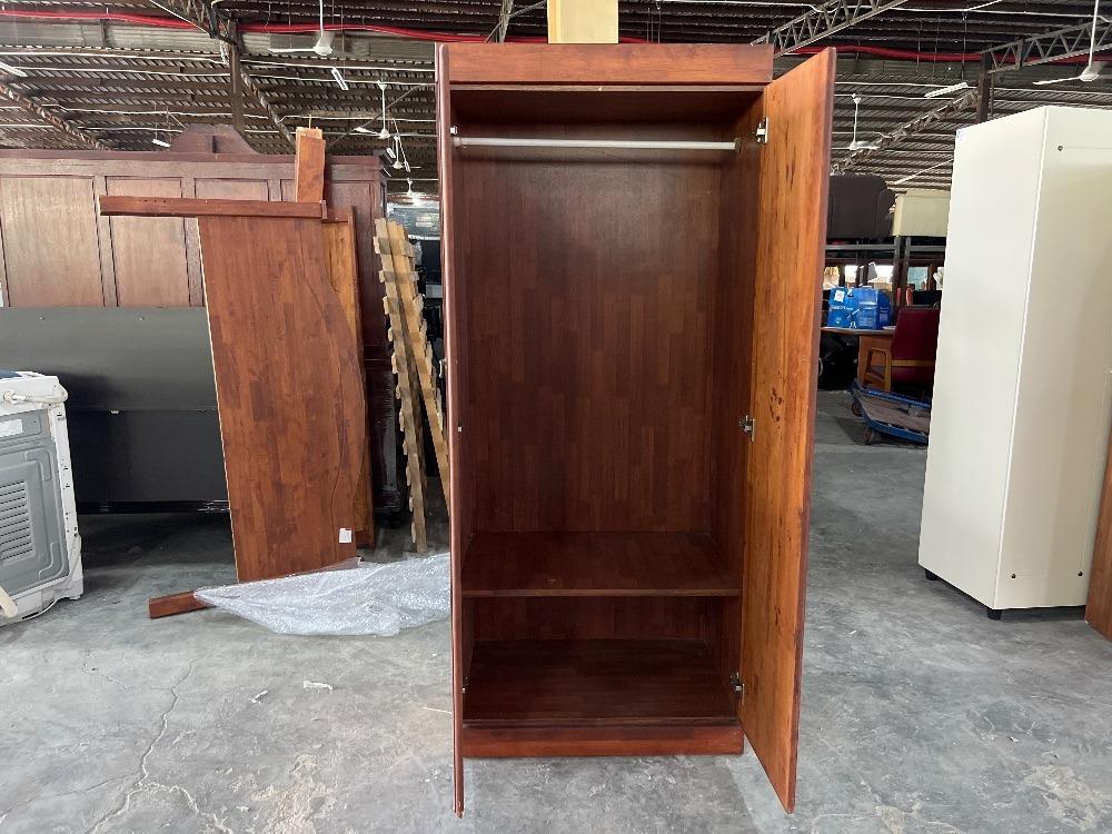 Wooden 2 Door Wardrobe Dark Brown / Almari Pakaian 2 Pintu Kayu Coklat ...