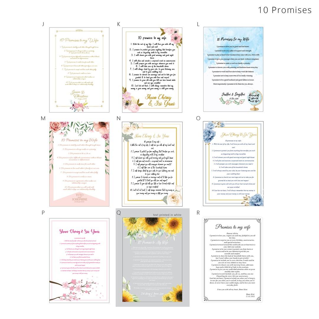 10 Promises Board Acrylic Printing Customisable, Hobbies & Toys ...