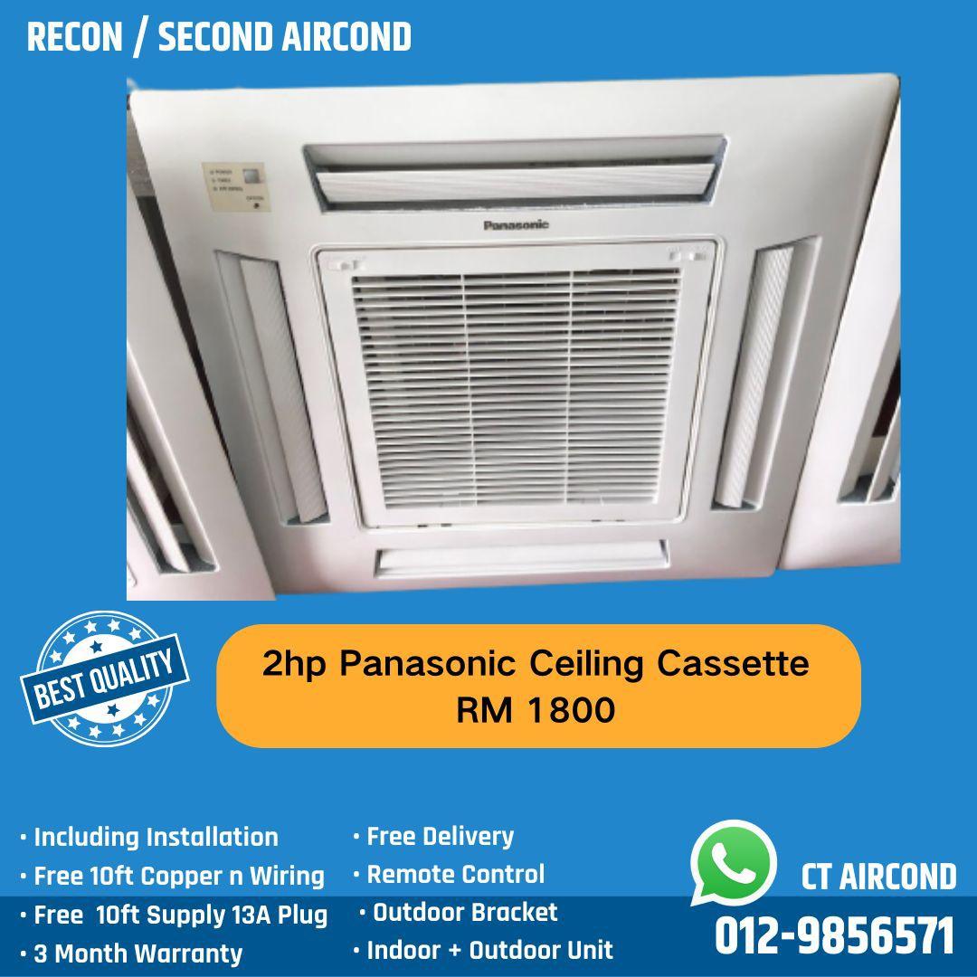 2hp Panasonic Ceiling Cassette Aircond Ac141, TV & Home Appliances, Air ...